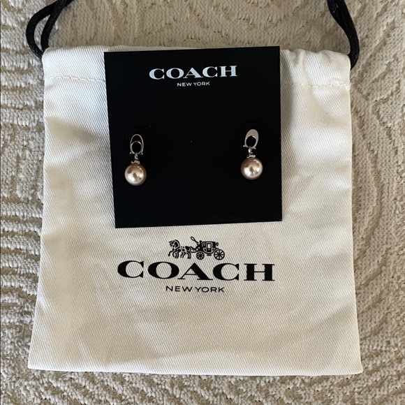 Coach | Jewelry | Coach Silver And Pearl Pierced Dangle Earrings | Poshmark